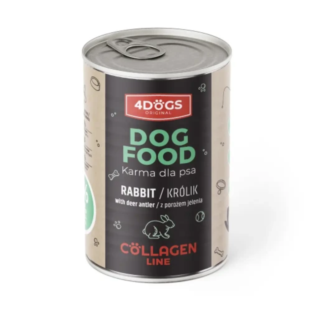 4 Dogs - Collagen Line - Rabbit with Deer Antler - Tin - Petstop